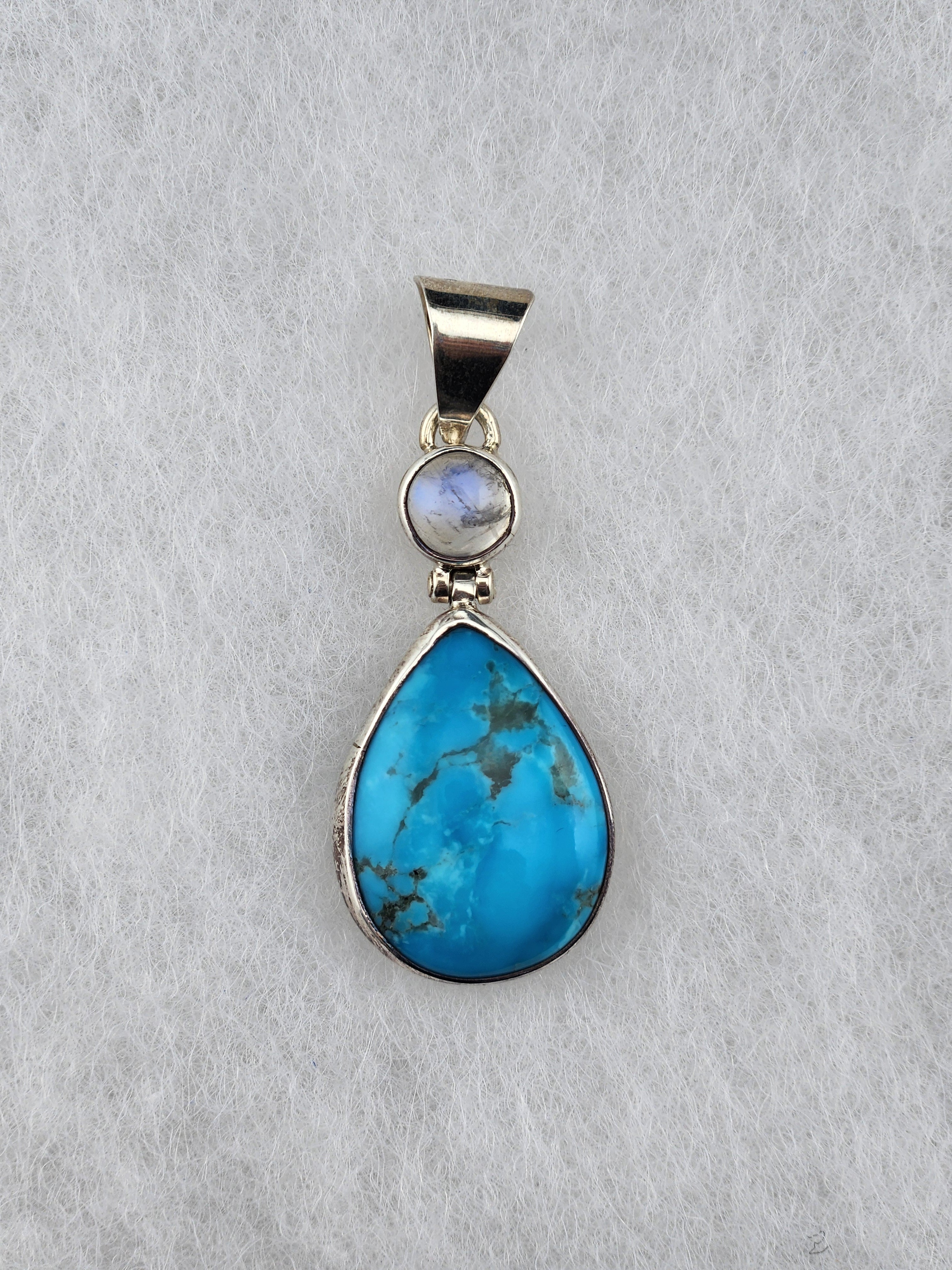 Turquoise/Moonstone Pendant – Painted Finch Gallery